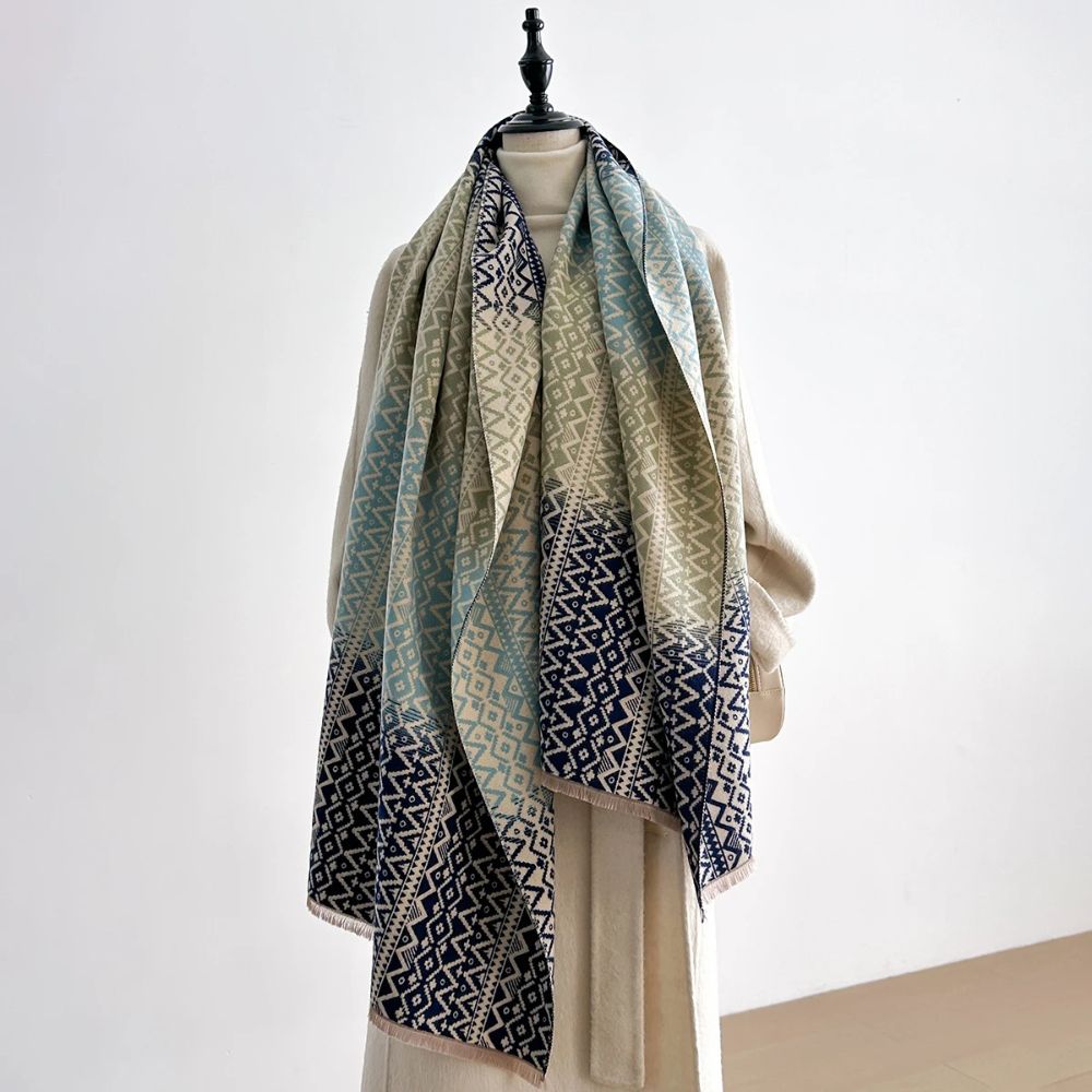 Nordic Pattern Knit Winter Shawl – Casa & Beyond