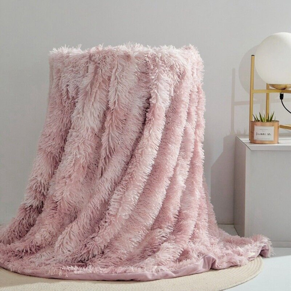 Fuzzy Faux Fur Blanket Throw – Casa & Beyond